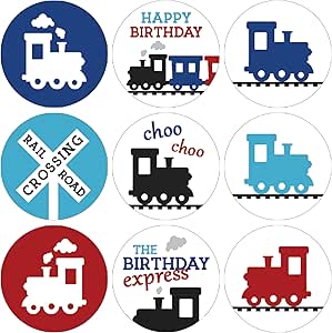 Amazon.com: Train Birthday Party Stickers - All Aboard The Birthday ...