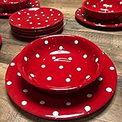 City to Cottage Red and White Handmade Hand Painted Ceramic 12 Piece ...