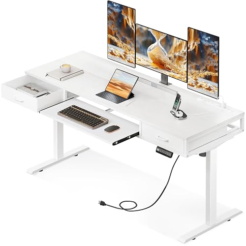 AODK Electric Standing Desk with Drawers & Keyboard Tray, 55 Inch ...
