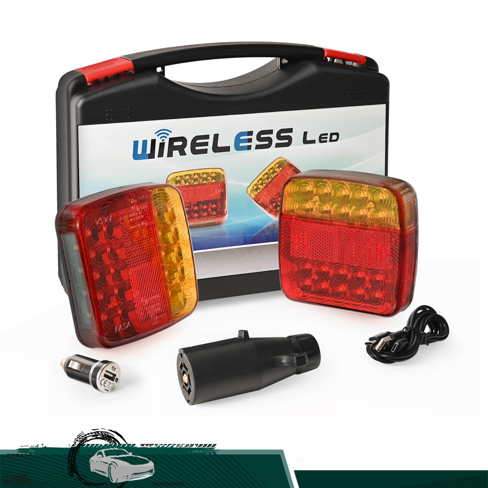 Wireless Trailer Lights, Magnetic LED Rechargeable and Portable Tow ...