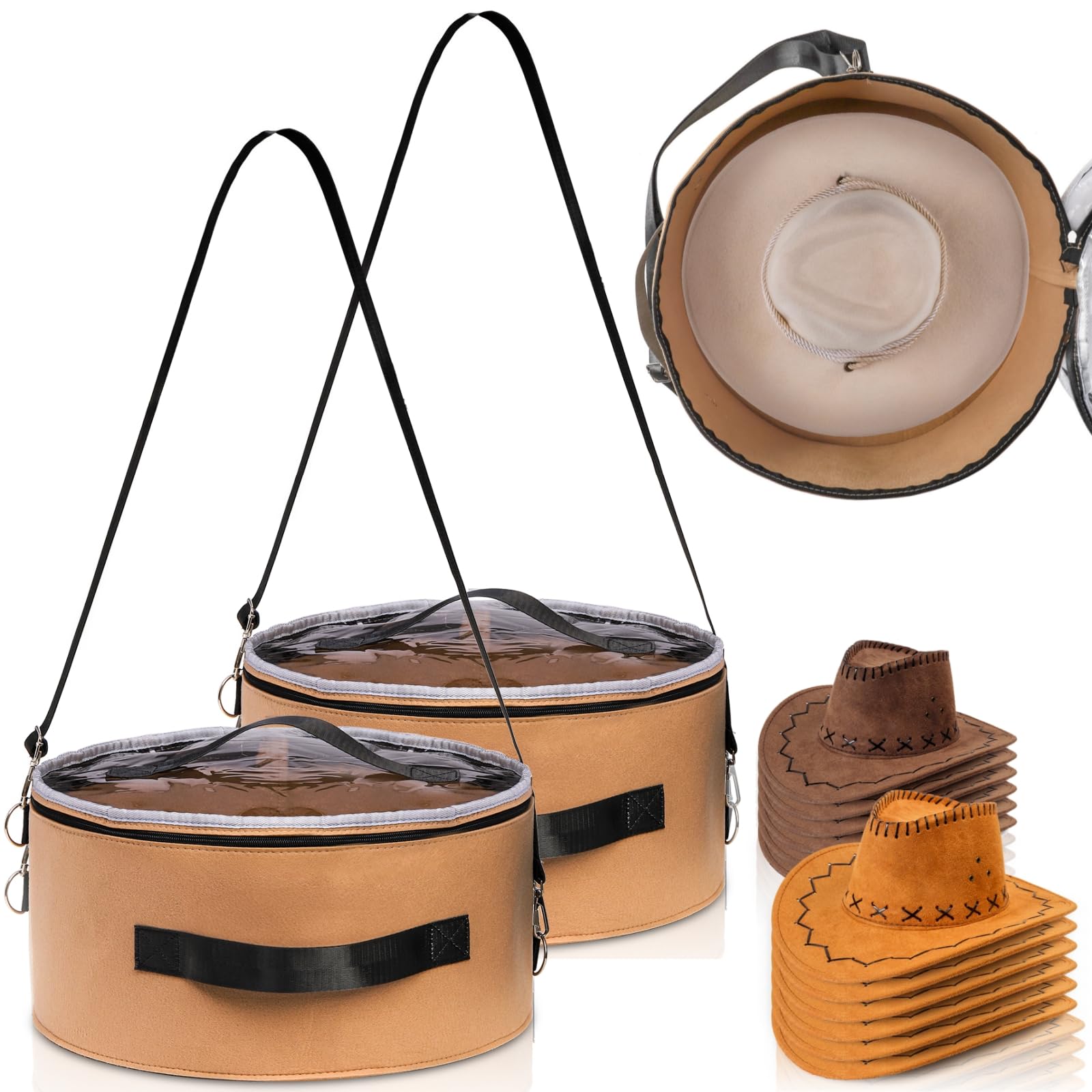 Goaste 2 Pack Hat Storage Box with Lid, 15 Inch Foldable Felt Hat Box ...