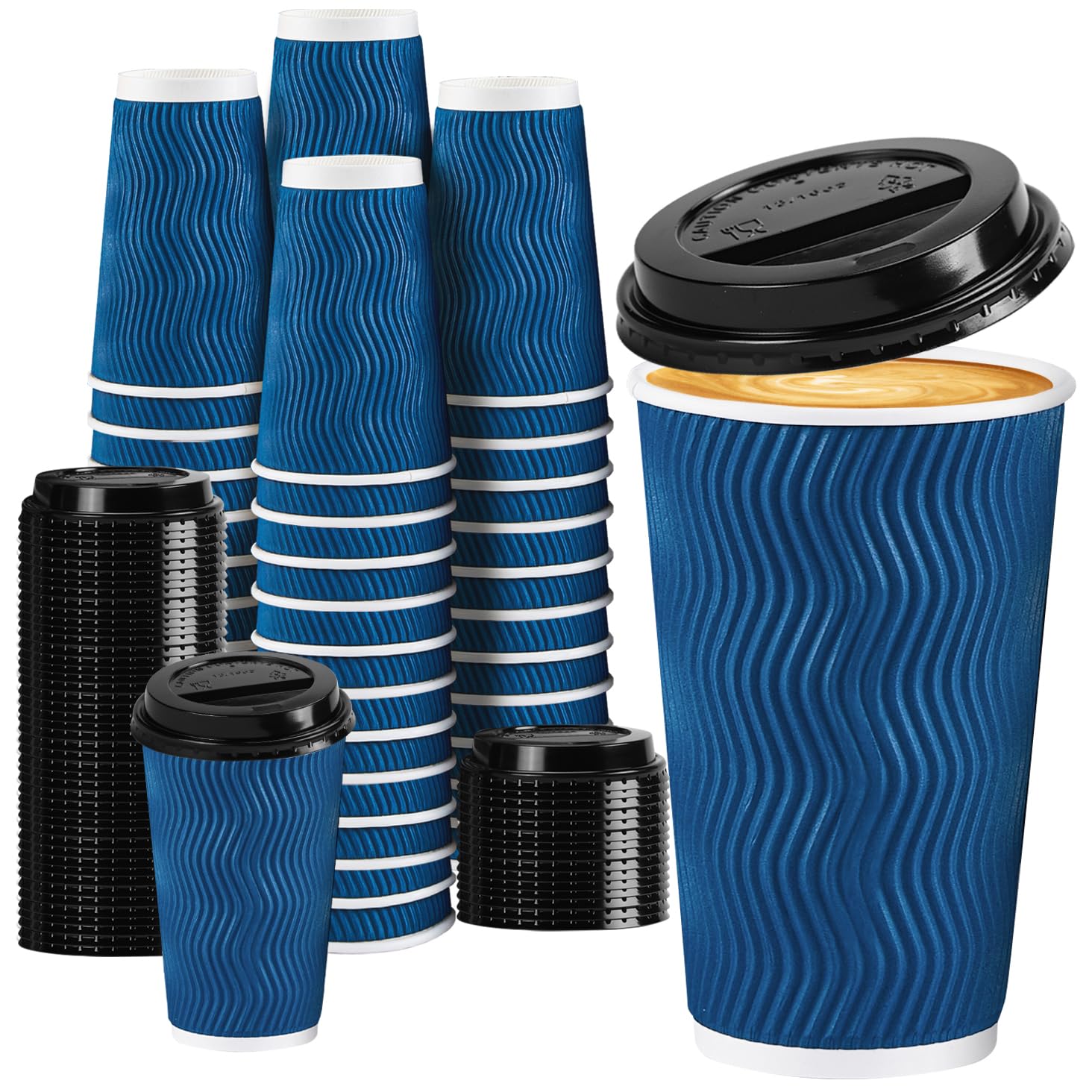 Lamosi 16 OZ Christmas To go Coffee Cups with Lids 60 Pack, Disposable ...