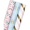 Amazon.com: MAYPLUSS Pink Christmas Wrapping Paper Roll - Mini Roll - 17in X 120in Per roll - 3 ...