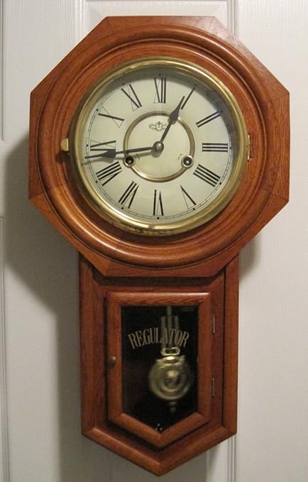 DEA Regulator Wind-Up Wall Clock with Pendulum and Chimes, 21 Inches ...