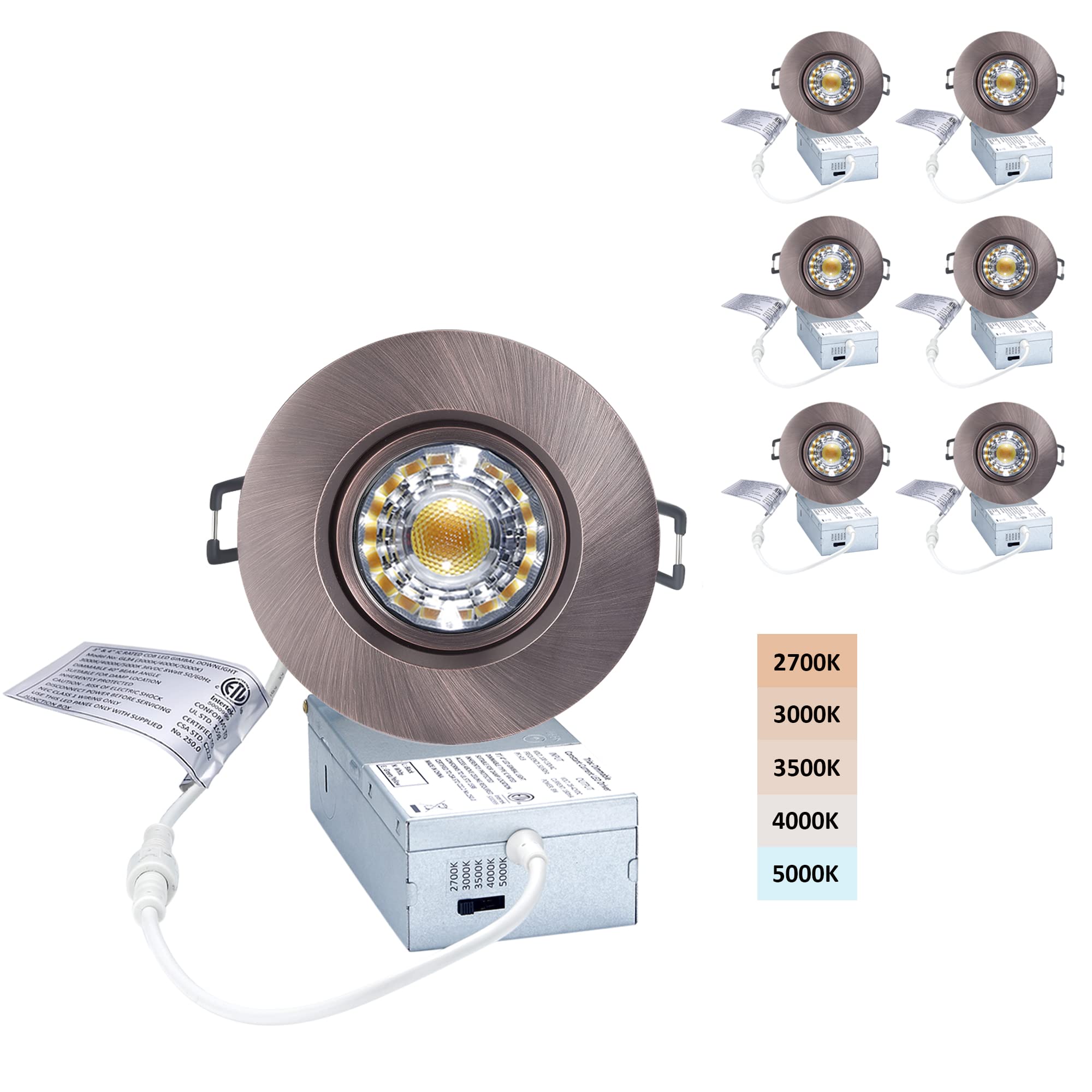 POPANU Canless Recessed Gimbal Downlight Rotatable-Spotlight 5 CCT 3 ...