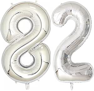 40inch Silver Foil 82 Helium Jumbo Digital Number Balloons, 82th ...