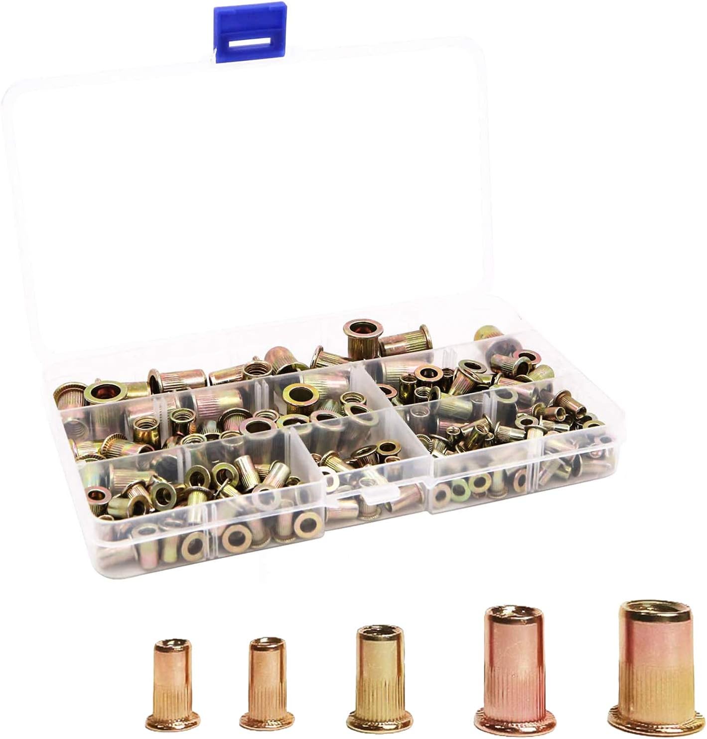 WIFUN 165 Pieces Rivet Nuts Set, Zinc Plated Carbon Steel Rivet Nut M3 ...