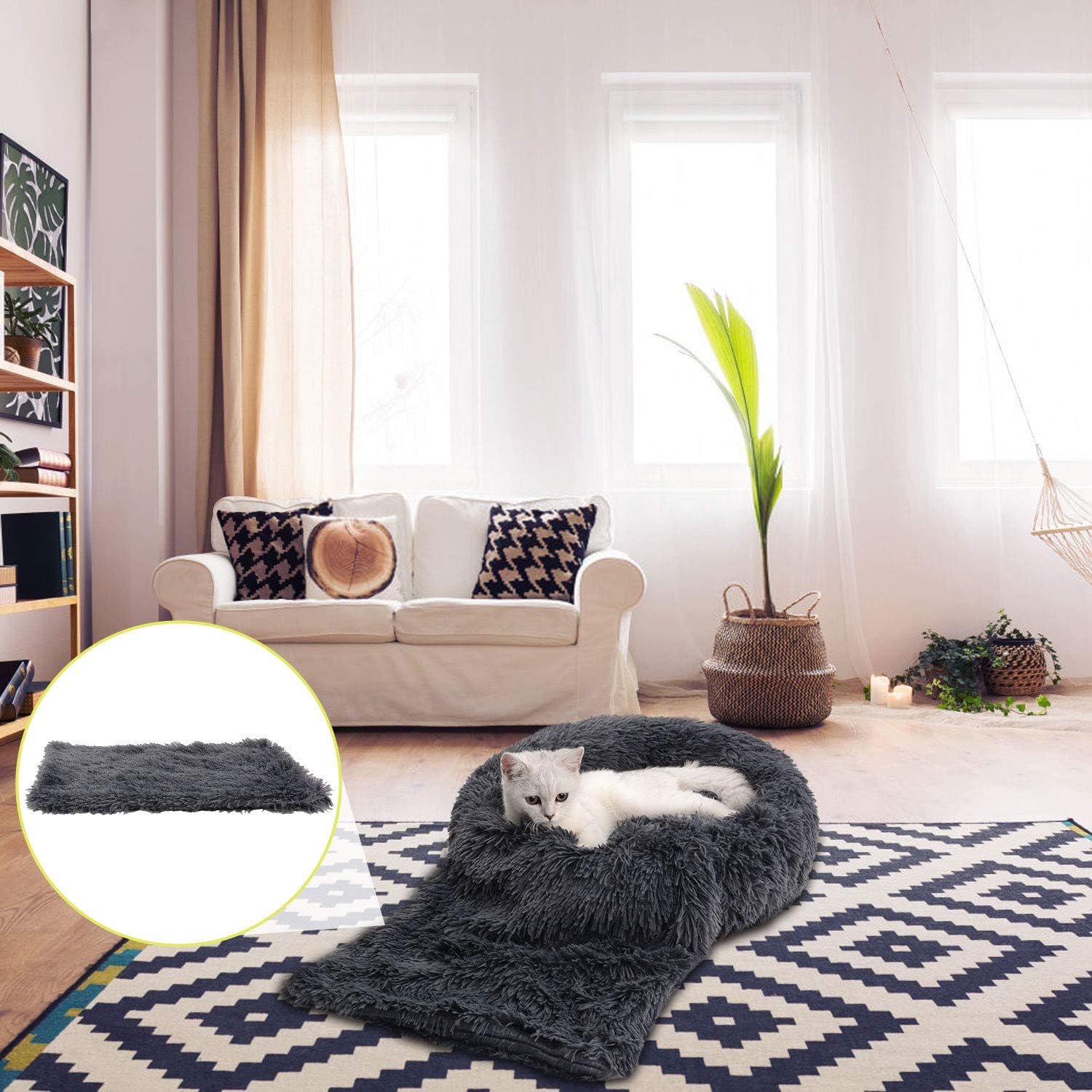 Lit pour Chat,Panier Chat,Lit pour chat, 2PC en peluche Donut gris ...