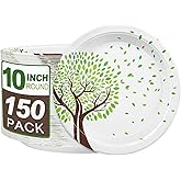 Amazon.com: Bestree 10 Inch Disposable Paper Plates,150 Count Paper ...