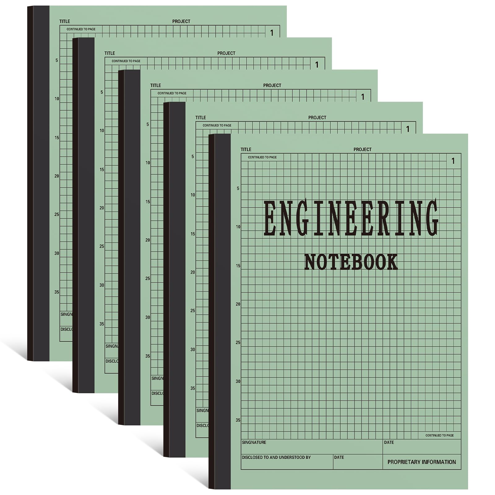 Motiskyy 5 Pcs Engineering Notebook 120 Pages Grid Format 8.5" x 11 ...