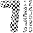 Amazon.com: 40 Inch Checkered Number Balloon, Aluminum Foil ...