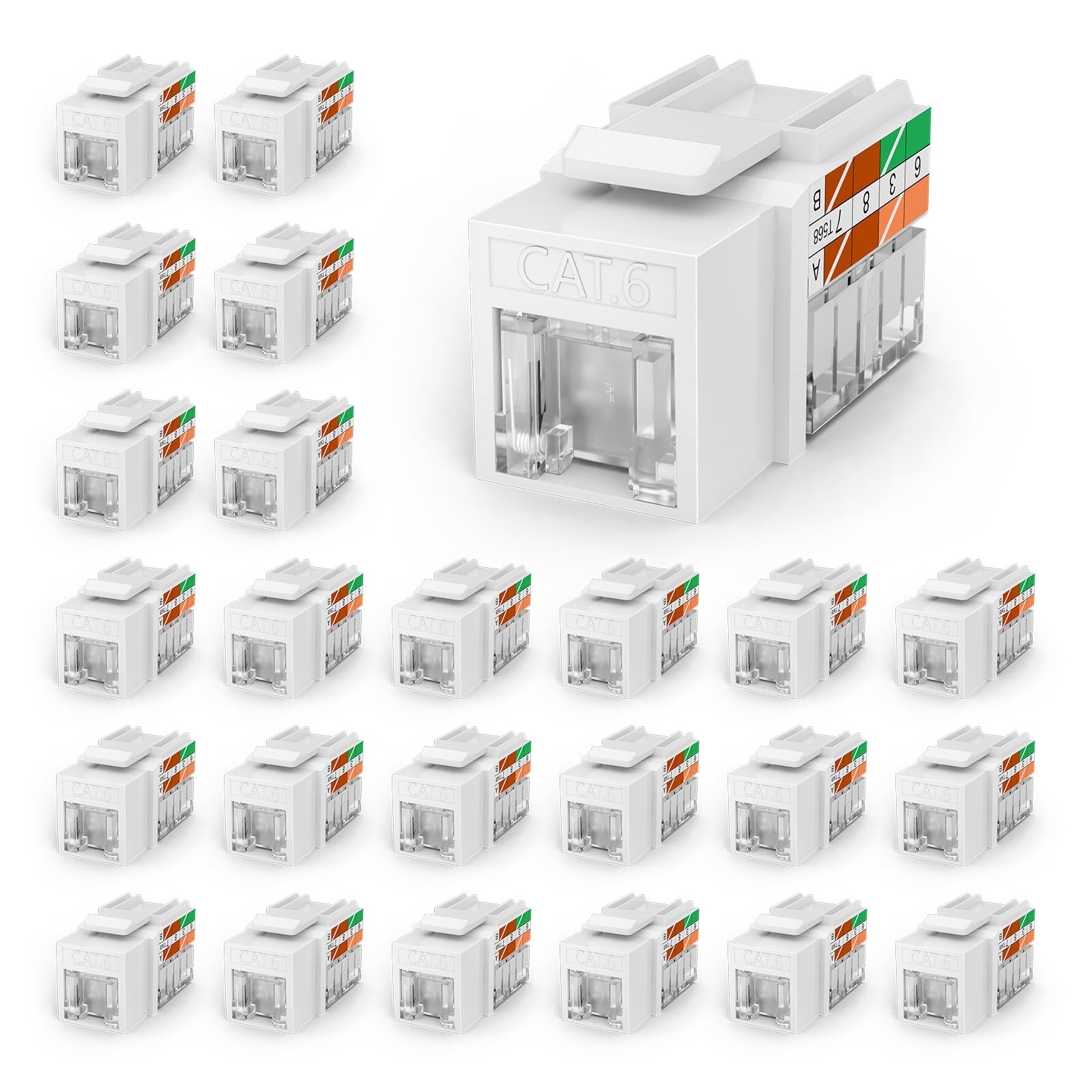 VCELINK RJ45 Cat6 Keystone Jacks, Dust-Proof Keystone Jacks,Slim ...