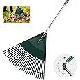 Amazon.com : Garden Leaf Rake, 65.7" Garden Rakes with Foldable ...