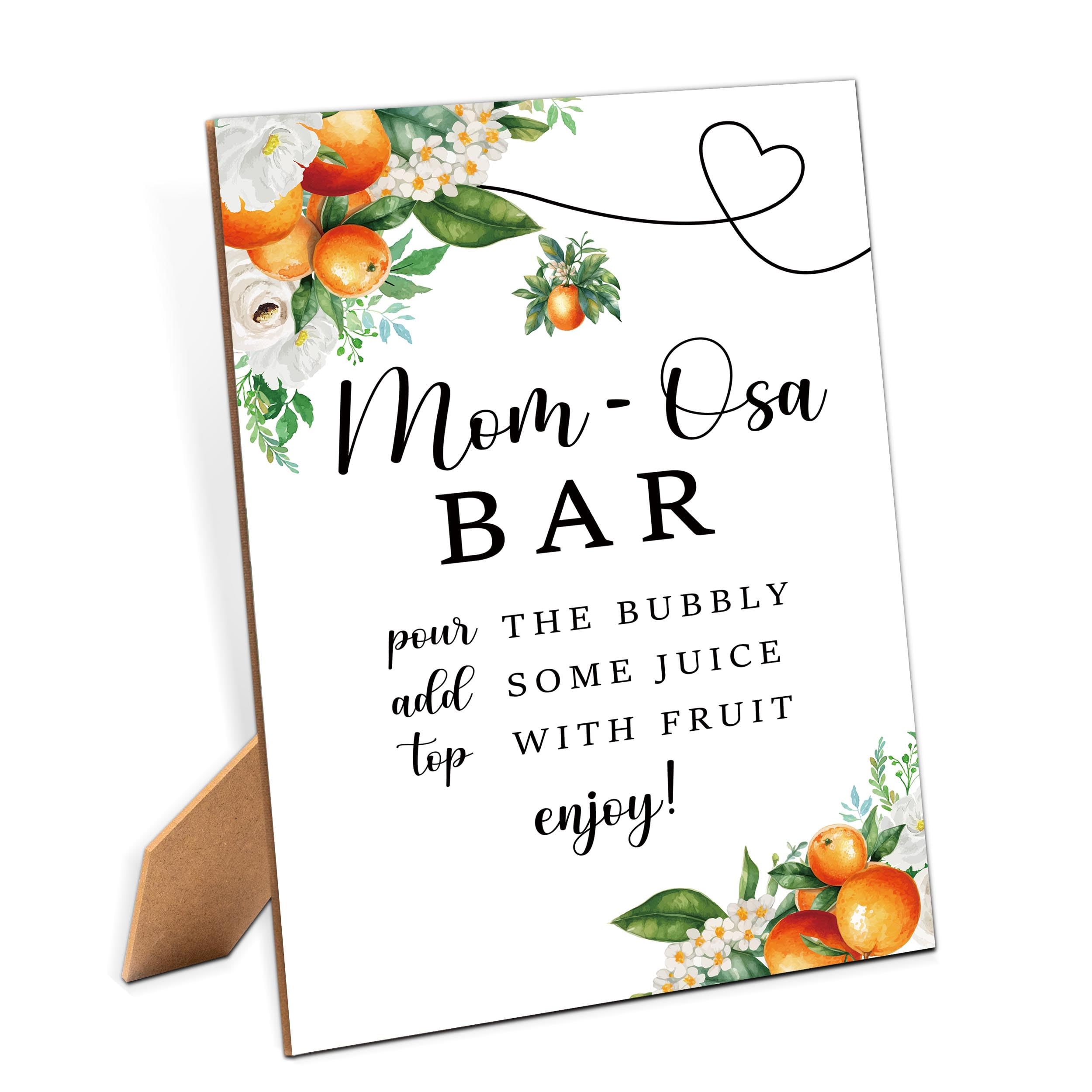 Mom-osa Bar Sign - Orange Citrus Baby Shower Sign, 1 Pack Wooden Sign ...