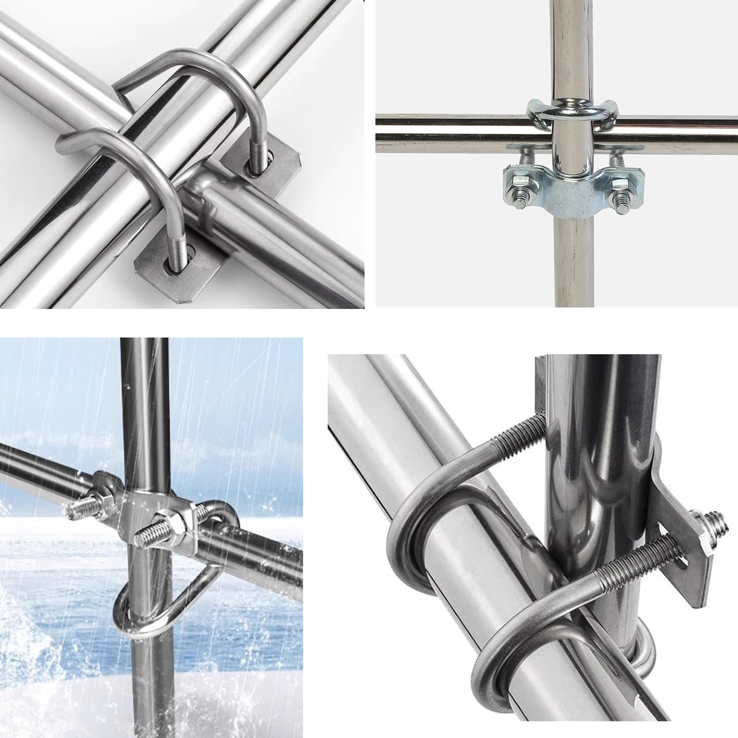 CYCOOPE Cross Pipe Clamp Stainless Steel U-Shaped Cross Tube Buckle ...