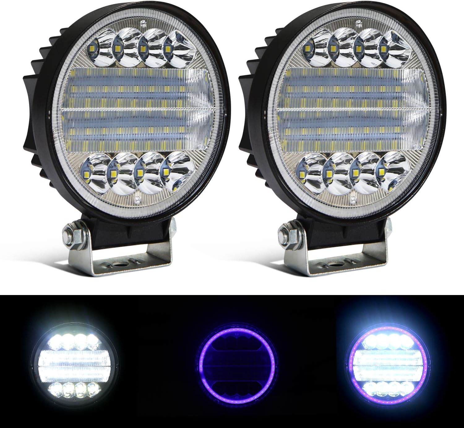 Amazon.com: Parleto 4.5" LED Round Light Bar 72w White Spot Light Pod ...