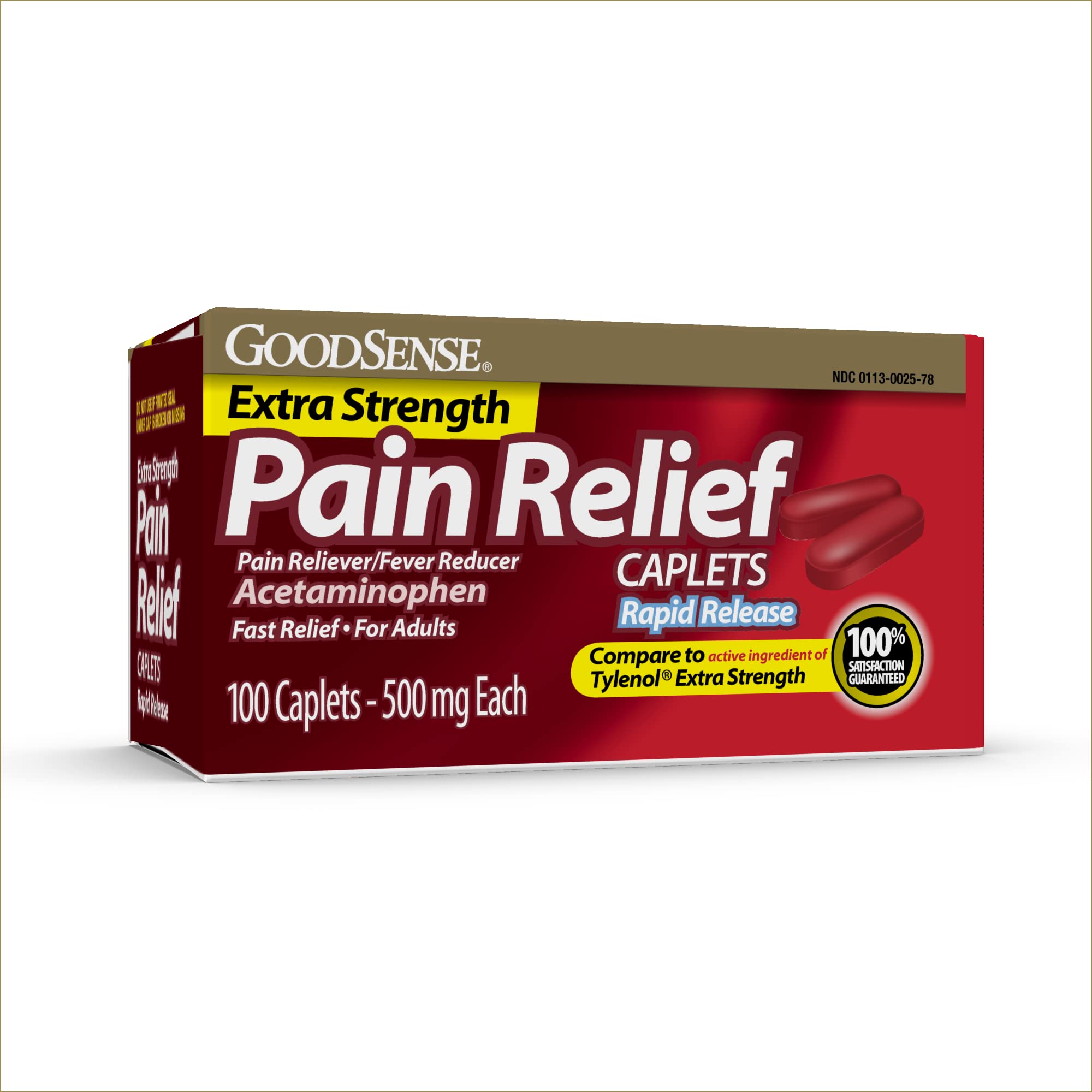 GoodSense Rapid Release Pain Relief, Acetaminophen Caplets 500 mg ...