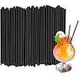 Amazon.com: 500Pcs Black Disposable Straws，8.27’’ Straight Flat Straw,0 ...