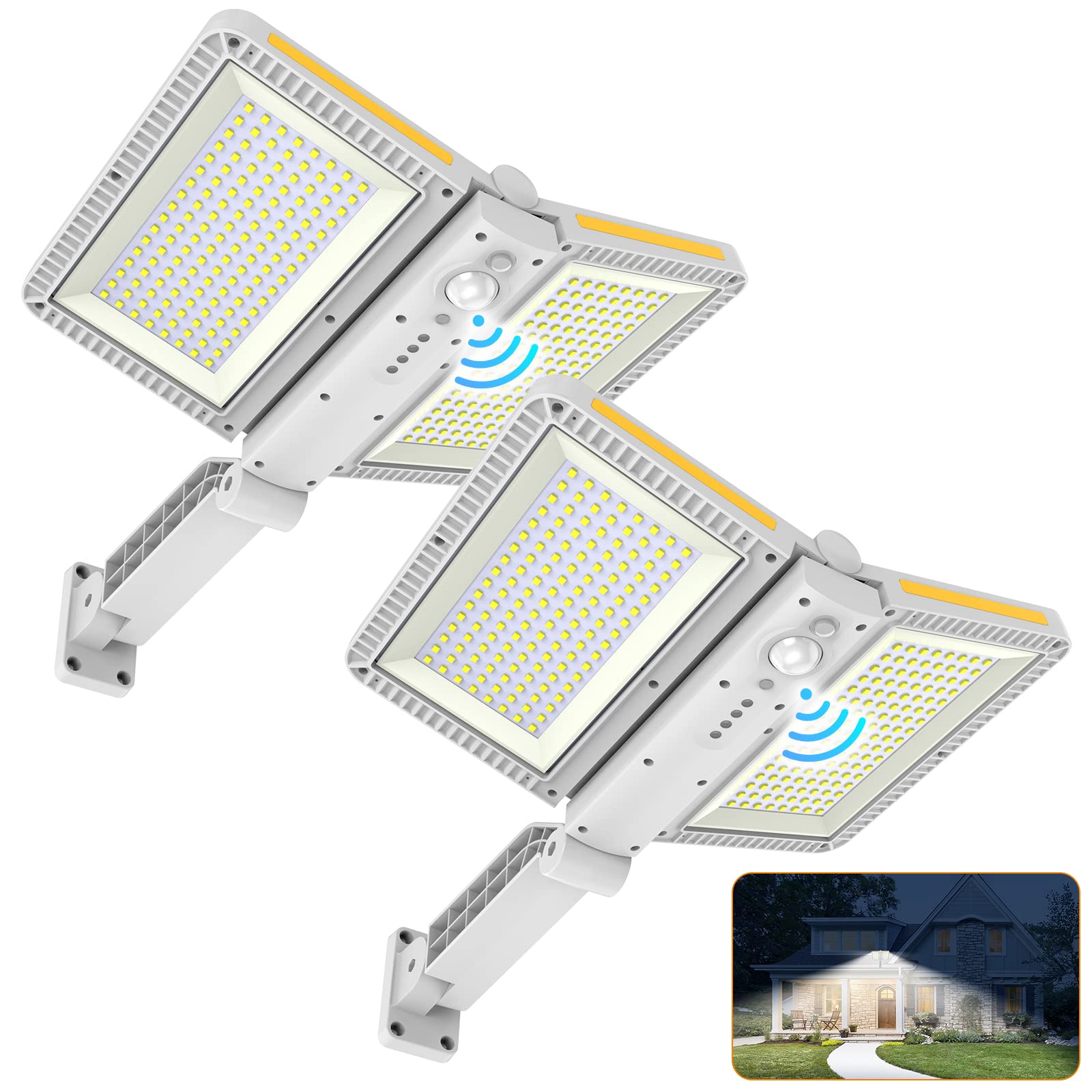ropelux Solar Outdoor Lights, Motion Sensor Outdoor Lights Double Big ...