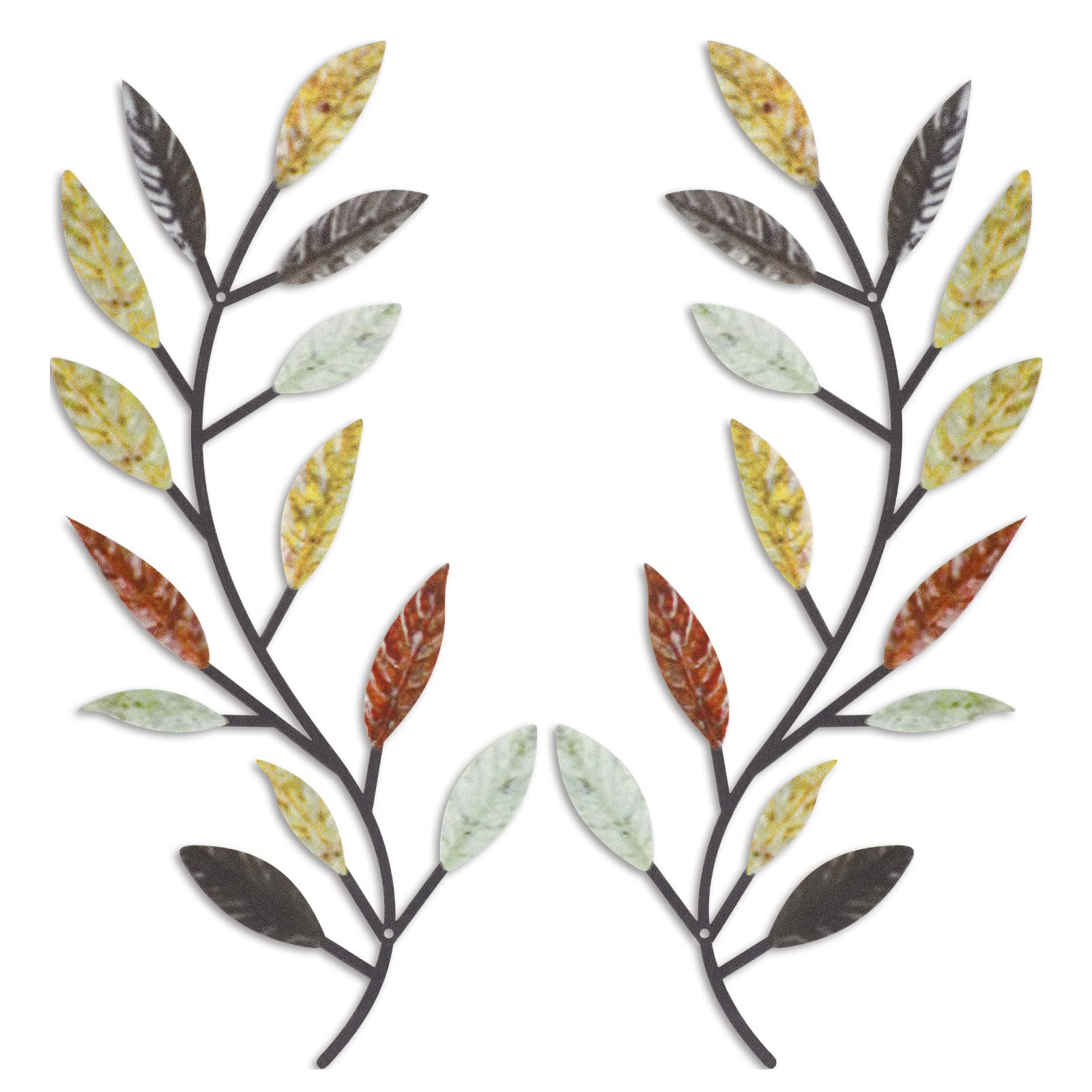 Zhengmy 2 Pieces Metal Tree Leaf Wall Decor Vine Olive Branch Leaf Wall ...
