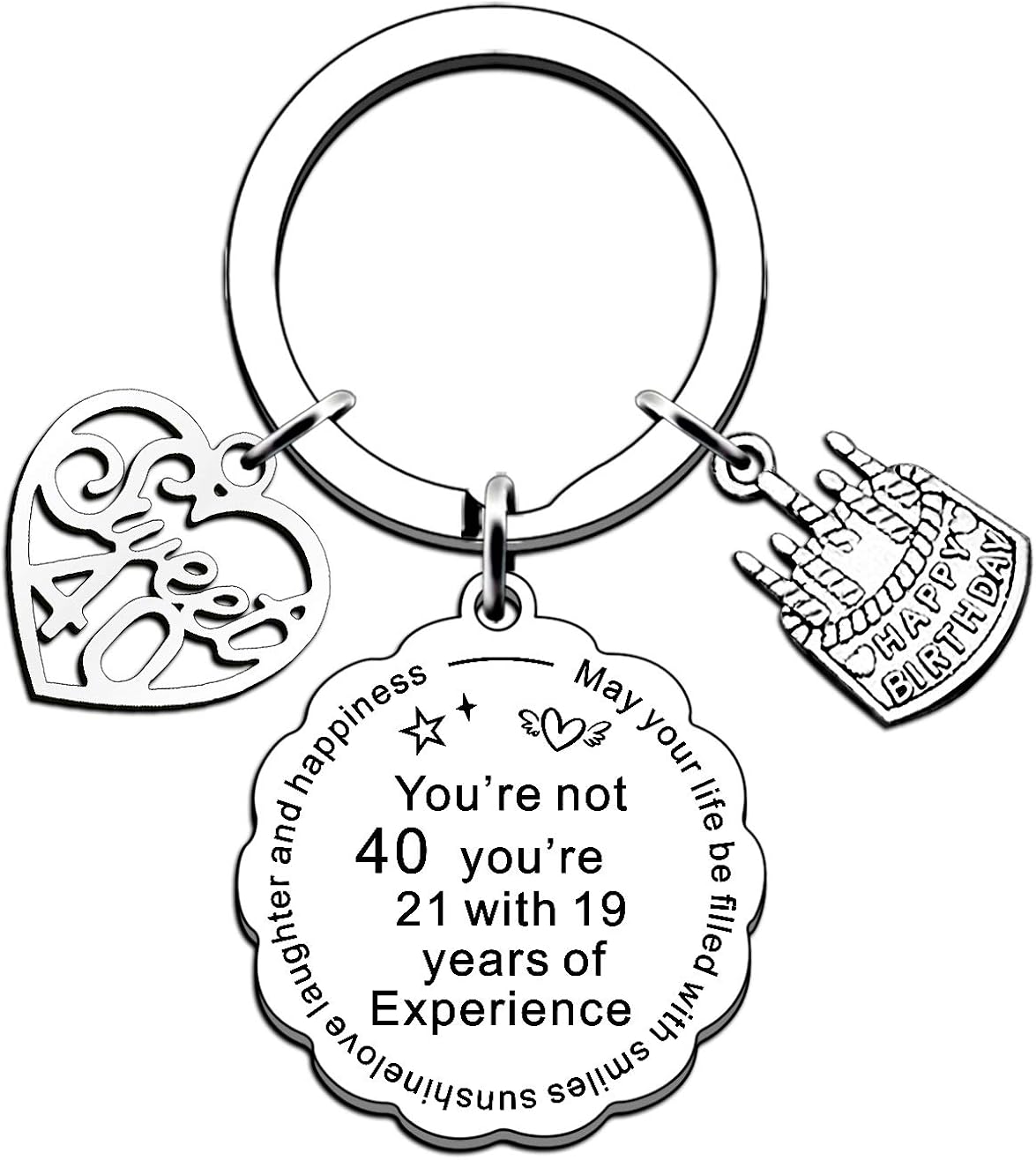 JMIMO 40th Birthday Keyring Gifts for Women Men Sweet Inspirational Sun ...