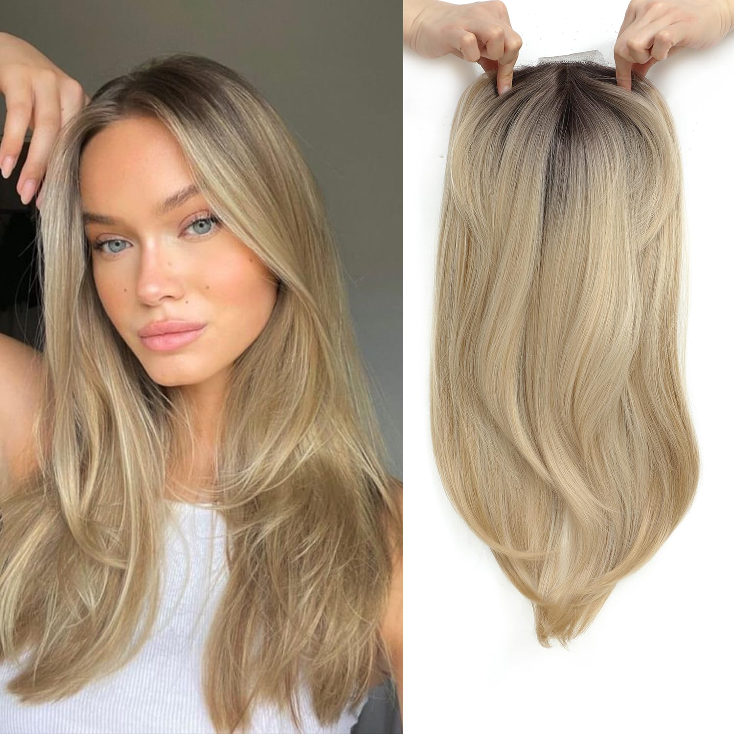 Molefi Hair Toppers for Women with Thinning Hair,18 Inch Long Layered ...