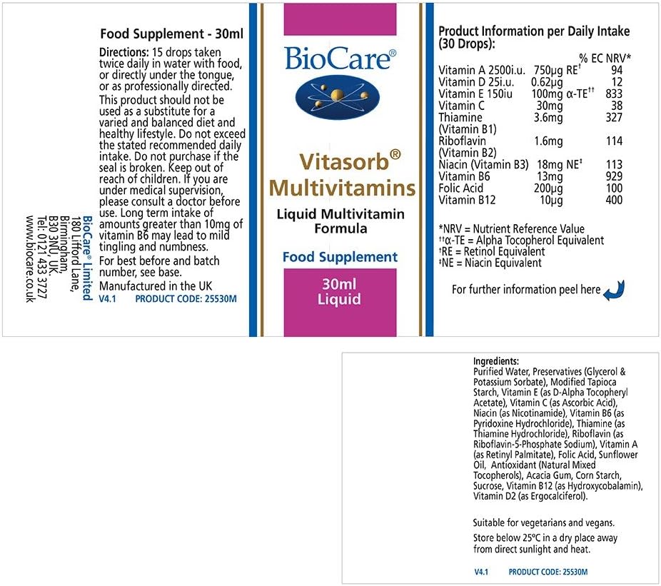 BioCare Vitasorb Multi (Liquid Multivitamin) 30ml – BigaMart