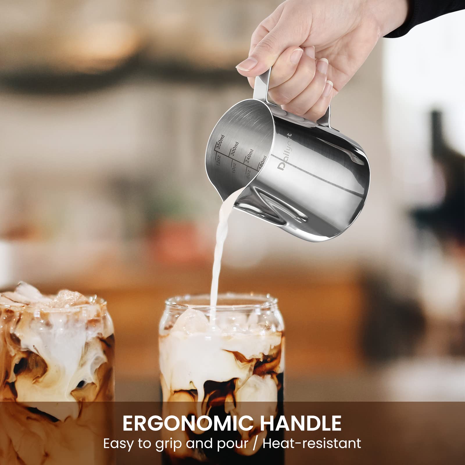 Mua Milk Pitcher, Milk Jug, Latte Art, 18/8 Stainless Steel, With Scale ...