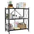 Amazon.com: Lifetime Home 3-Tier Foldable Storage Shelf with Wheels ...