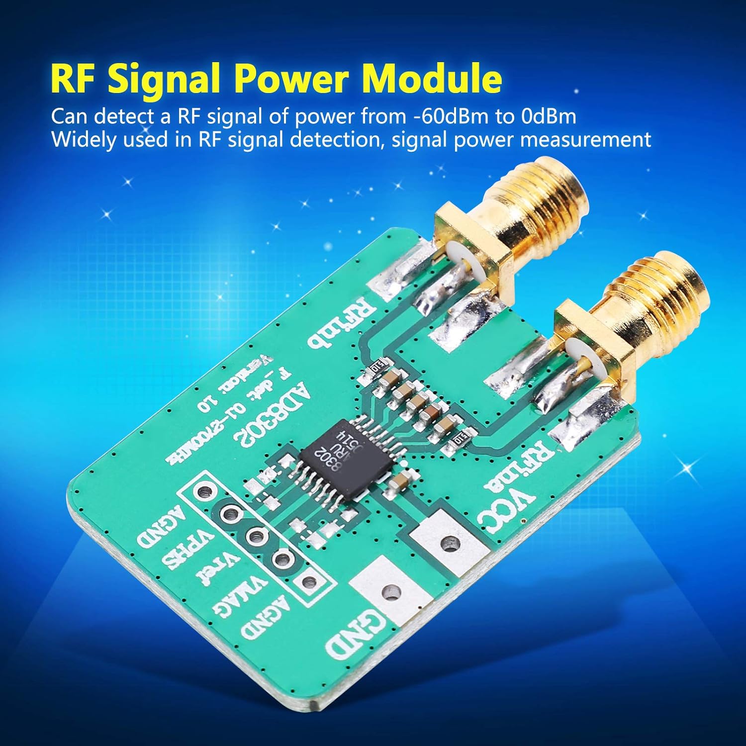 Plyisty RF Logarithmic Detector Board 1M-10GHz, AD8302 Chip RF Signal Power Module, Microwave ...