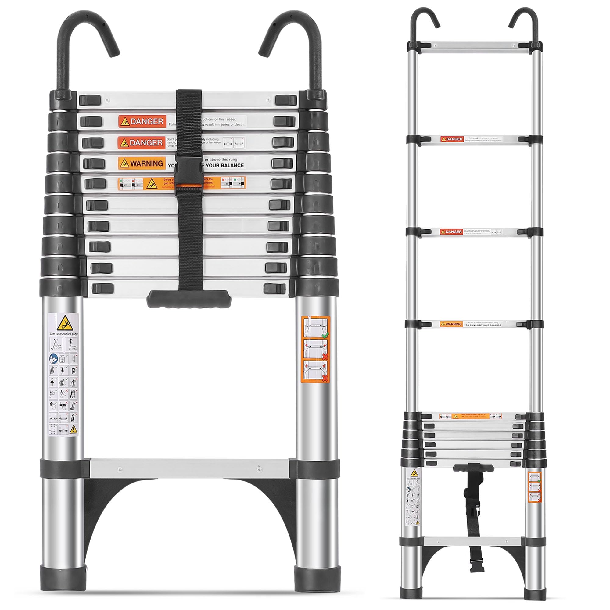 DEZEX Telescoping Ladder 20.3FT,Heavy Duty 330 lbs Max Capacity Slow ...