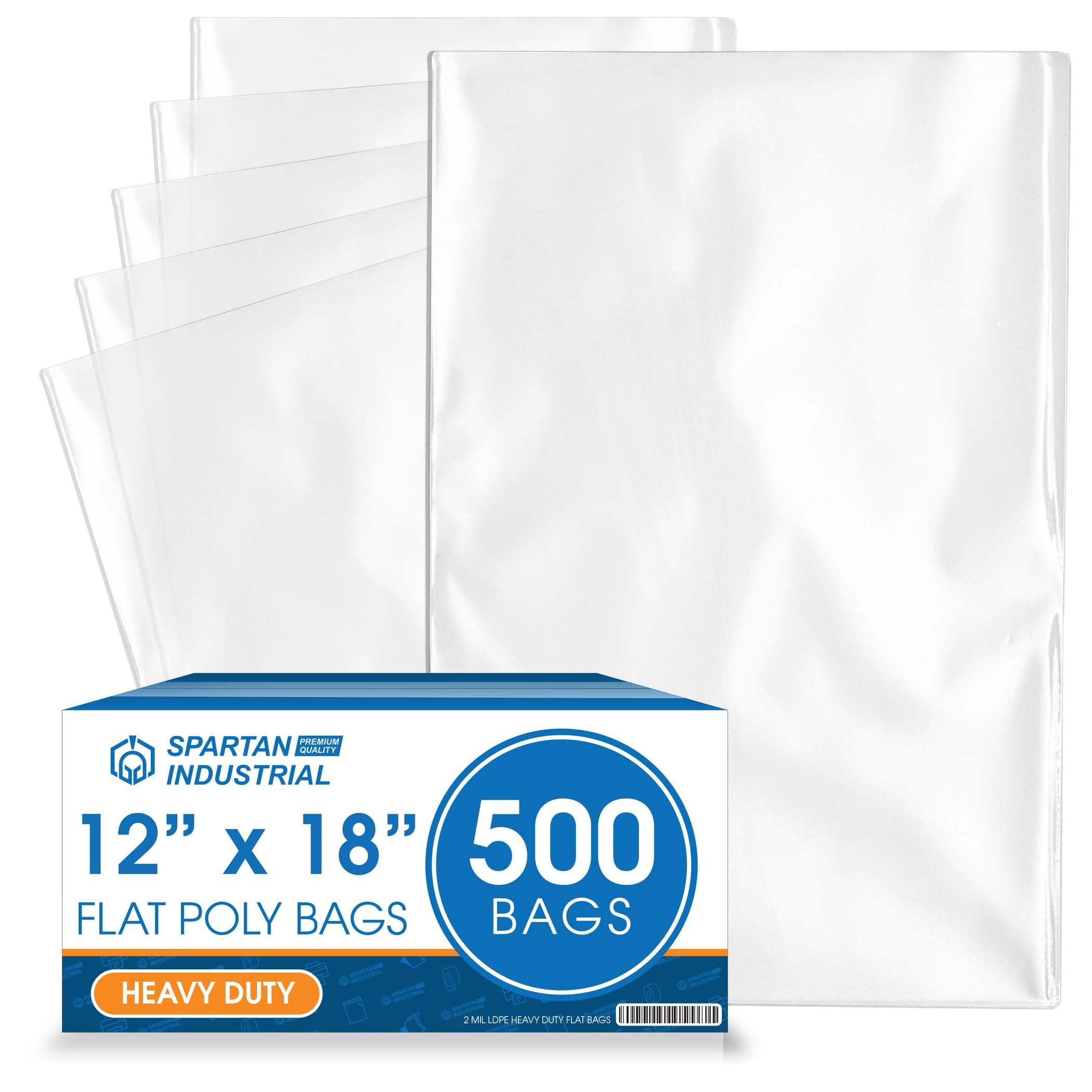 Spartan Industrial - 12” X 18” (500 Count) 2 Mil Heavy Duty Flat Open ...