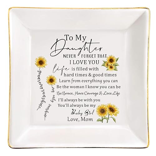To My Daughter Gift from Mom, Ceramic Trinket Tray with Inspirational ...