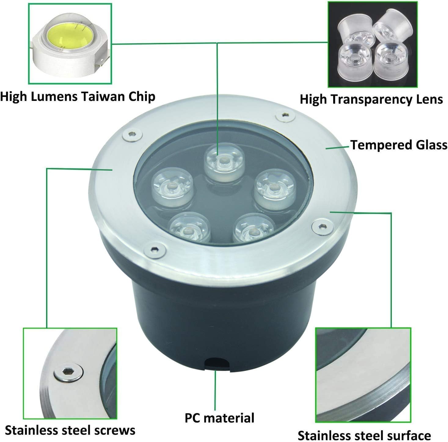 RSN 5W LED Garden Buried Light IP67 Outdoor LED Underground Recessed ...