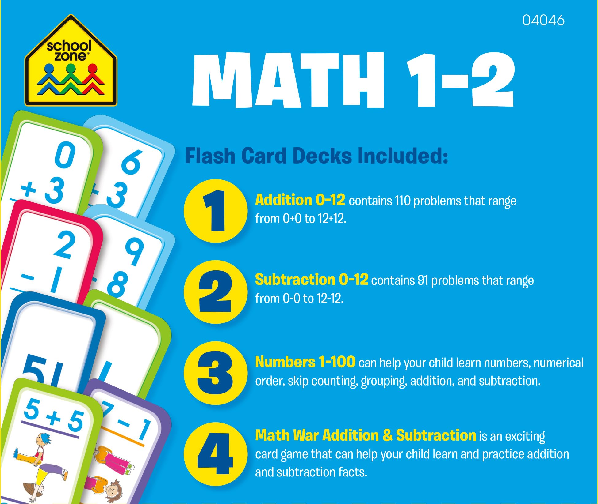 Mua School Zone Math 1-2 4-Pack Flash Cards: 224 Cards, 1st Grade, 2nd ...