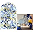 Amazon.com : afoloa Mediterranean Positano Tiles Arch Backdrop Covers ...