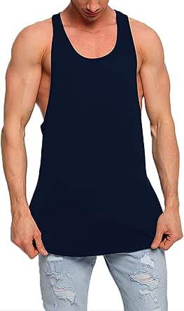 Men's Longline Athletic Workout Tank Top Muscle Fitness Extreme ...