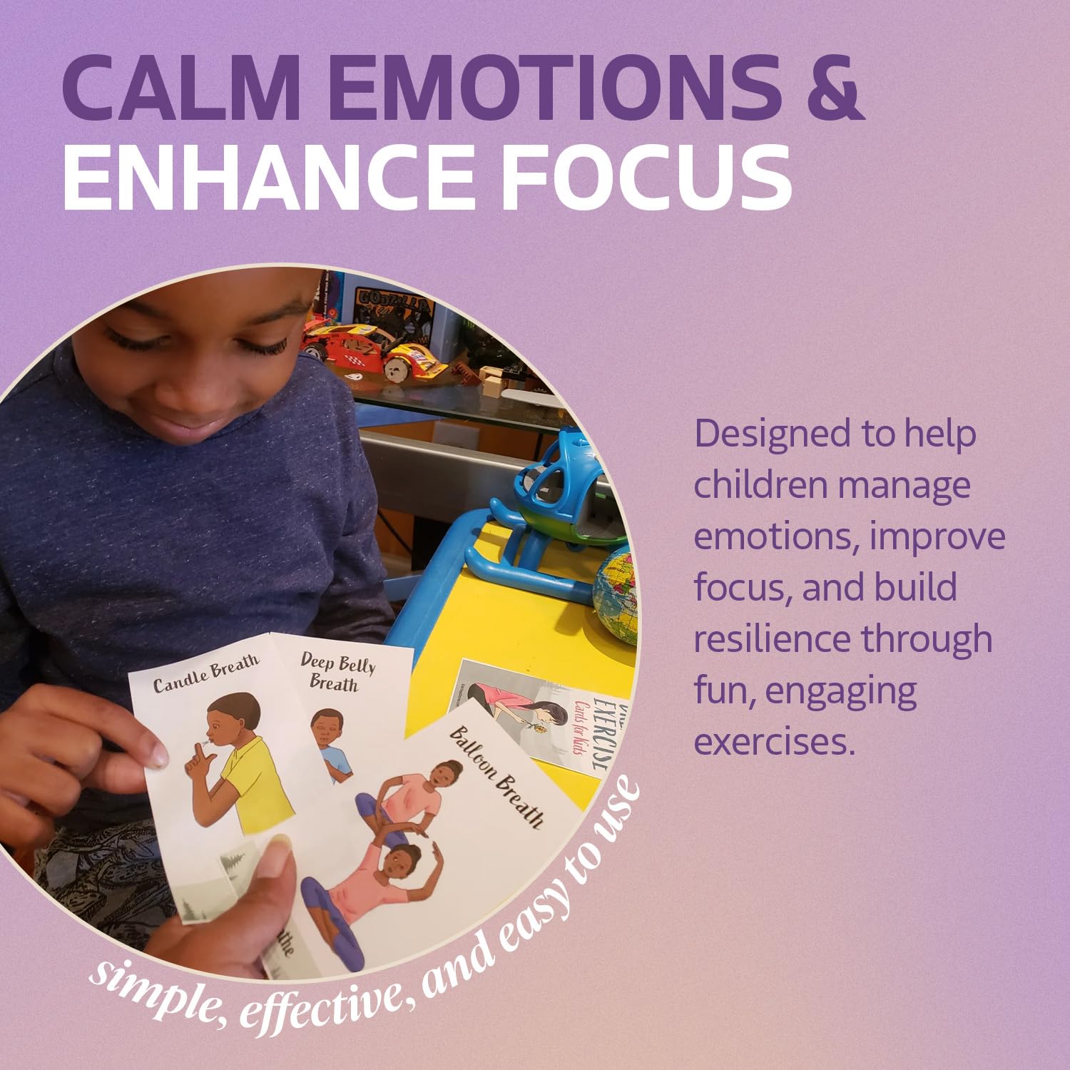 Mua Breathing Exercise Cards for Kids, Deck for Classroom, Calm Down ...
