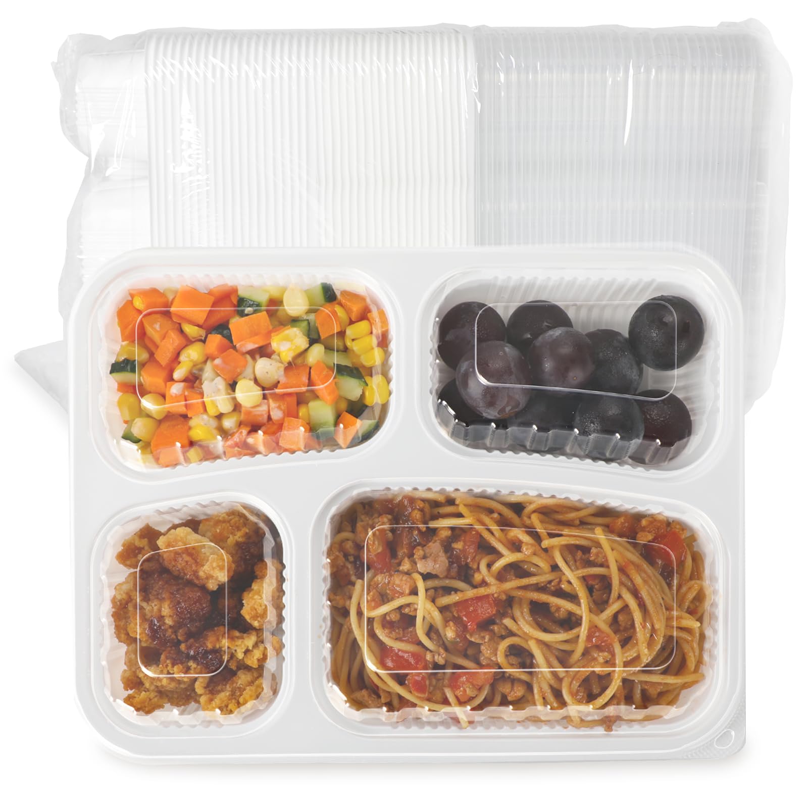 LEOBOX Meal Prep Container, 40 Pack White 4 Compartment To Go ...