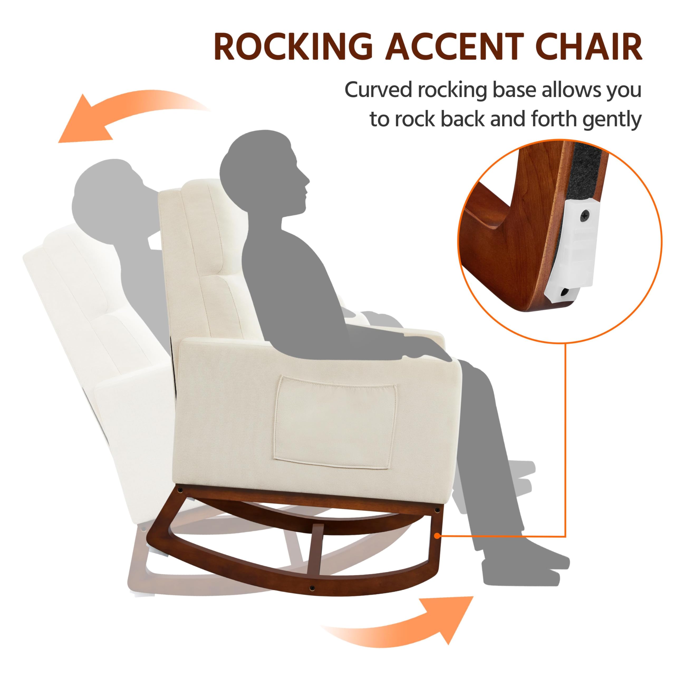 Mua Yaheetech Rocking Chair, Modern Glider Chair, Recliner Armchair ...