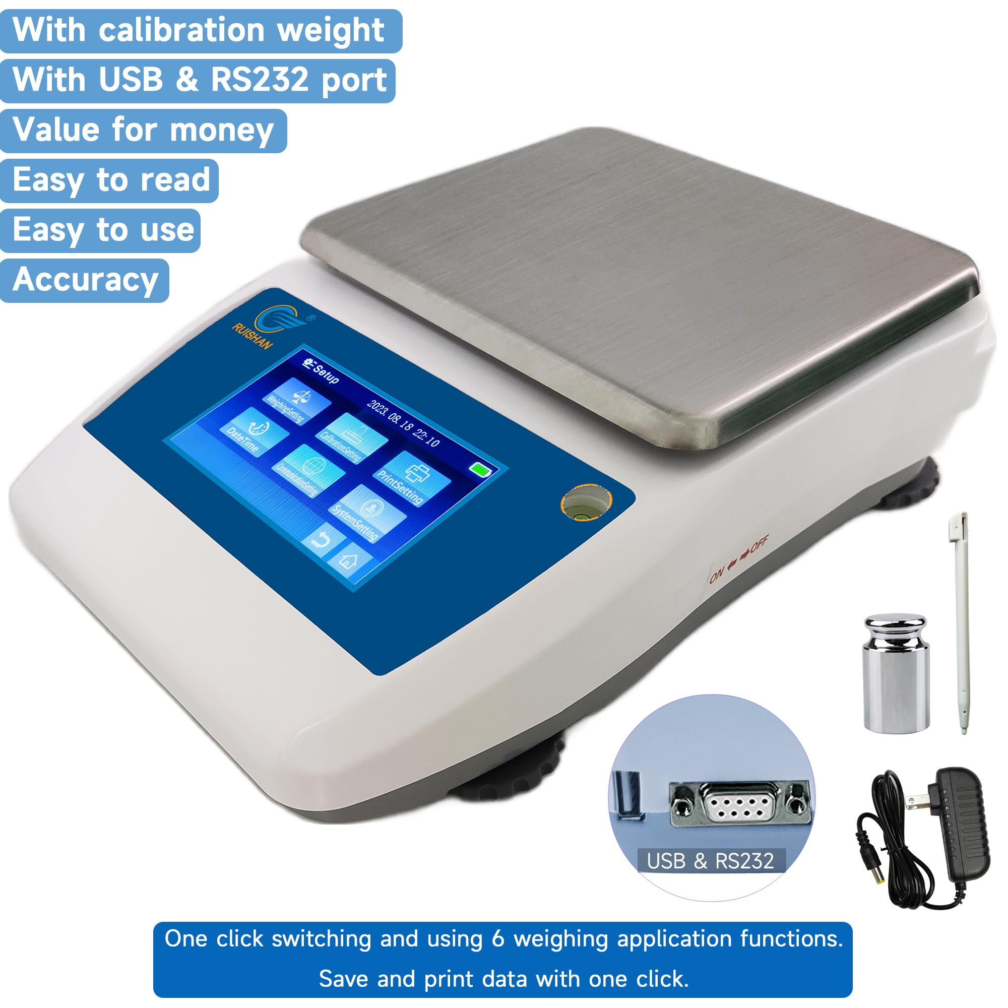 RUISHAN 5kg X 0.01g Smart Laboratory Analytical Balance Scales With ...