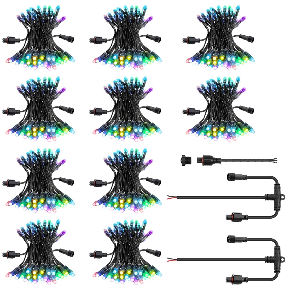 ALITOVE 12V WS2811 Pixel Lights xConnect Ends 500LEDs 12mm Diffused Digital Addressable RGB IC ...