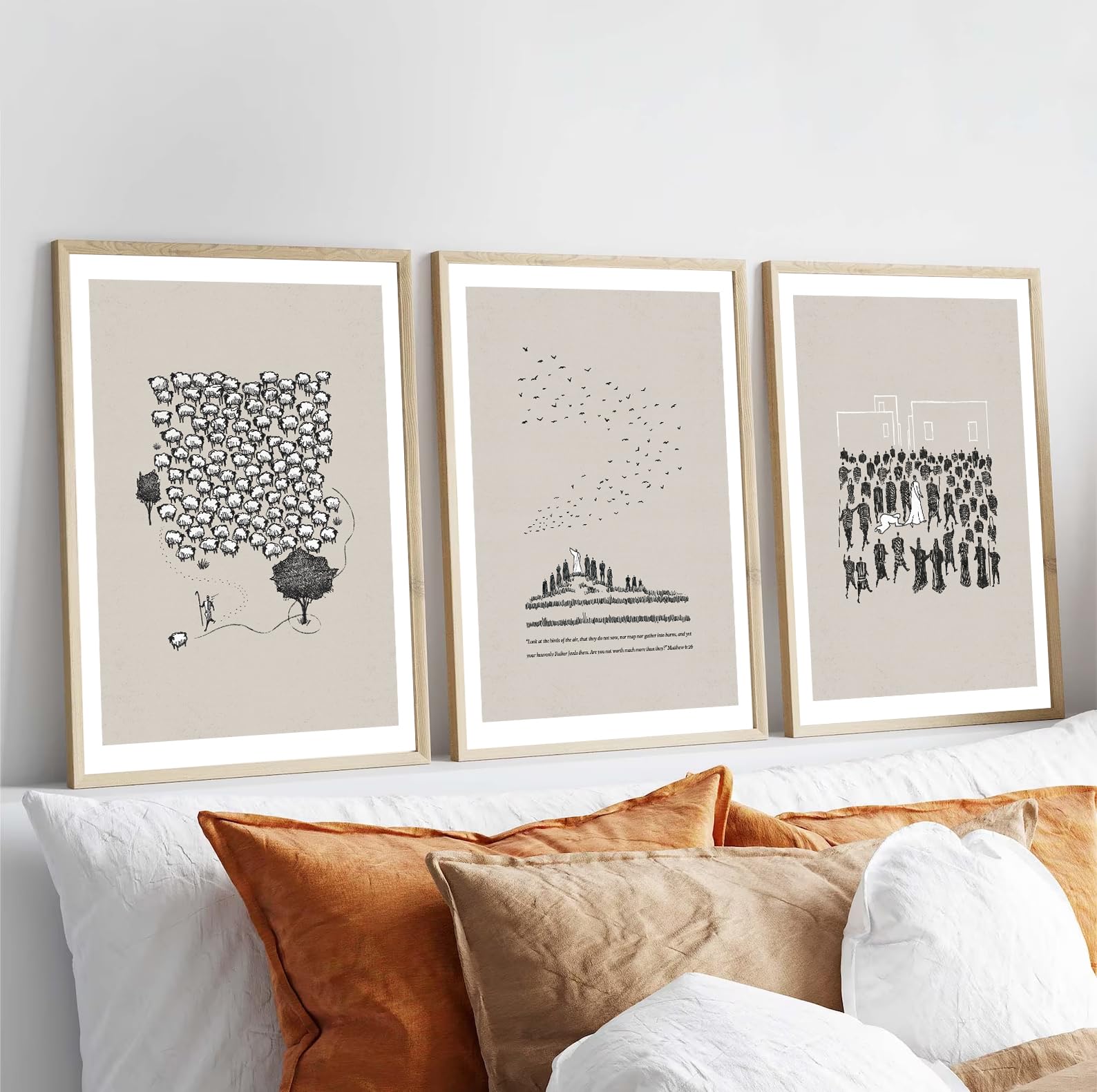 Nocta Christian Wall Art Set Of 3 | Jesus Story Posters For Living Room ...