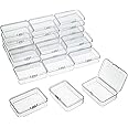 Amazon.com: SATINIOR 24 Packs Small Clear Plastic Beads Storage Containers Box with Hinged Lid ...