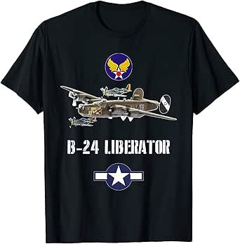 Amazon.com: USAAF B-24 Liberator WW2 Bomber Airplane T-Shirt: Clothing