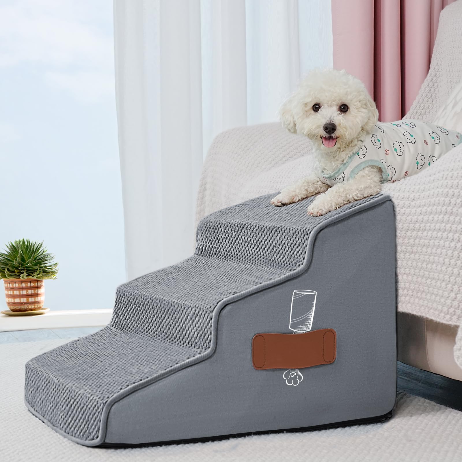 Supet Dog Stairs for Small Medium Dogs to Get on Bed, Dog Ramp for Bed ...