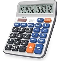 Amazon.com : Desktop Calculator Extra Large 5-Inch Clear LCD Display 12-Digit Big Number Button ...