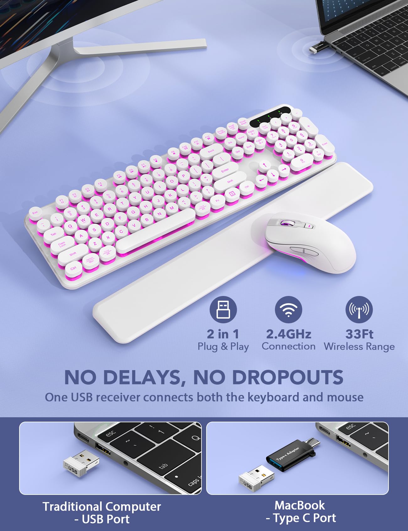 Mua Wireless Keyboard and Mouse Combo - Light Up Letters, Magnetic ...