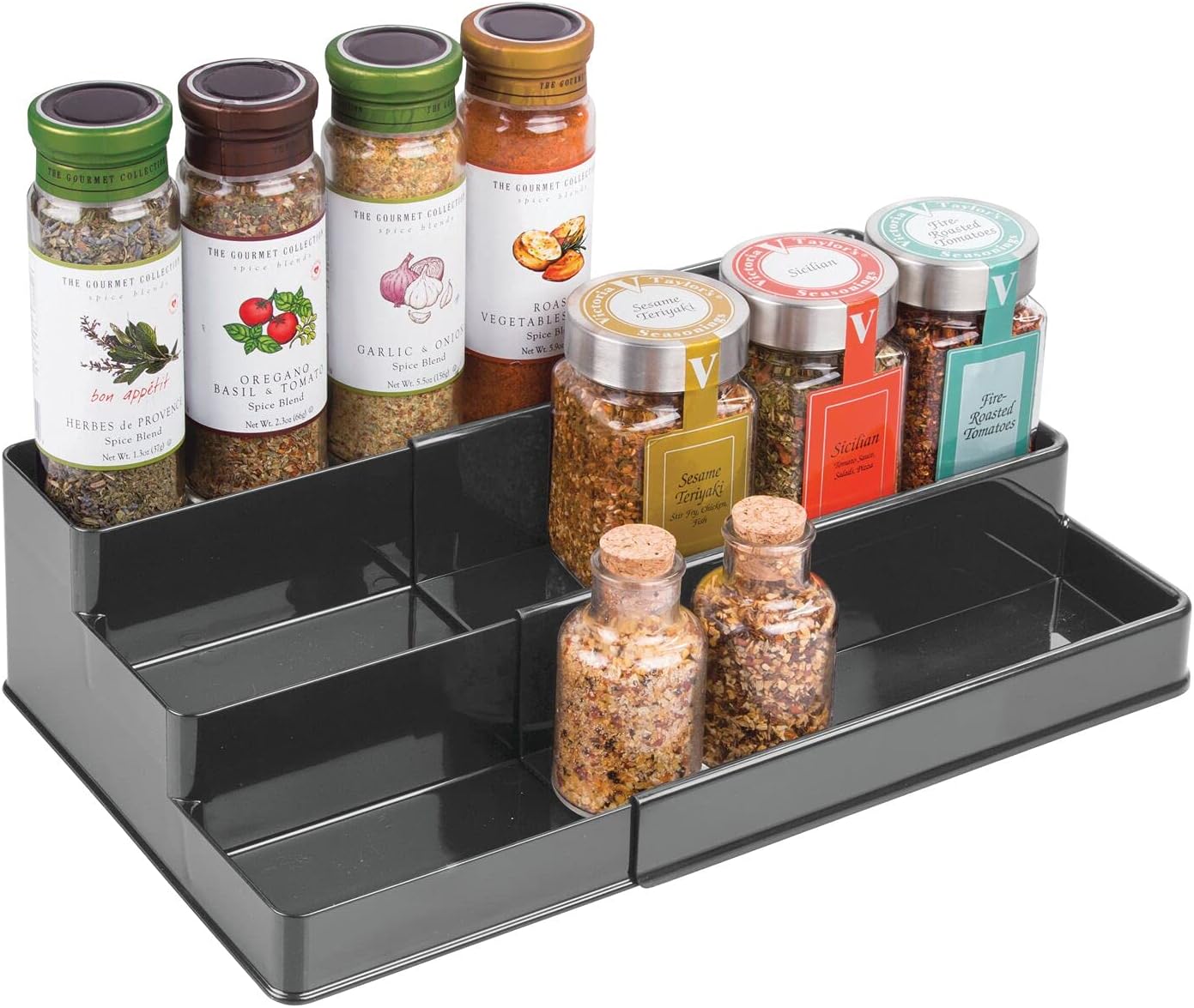 mDesign Extendable Cupboard Storage – Triple-Tiered Plastic Kitchen ...