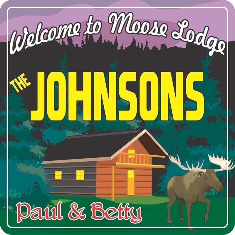 Amazon.com: Moose Lodge Personalized Cabin Sign - Rustic Vinyl Outdoor ...